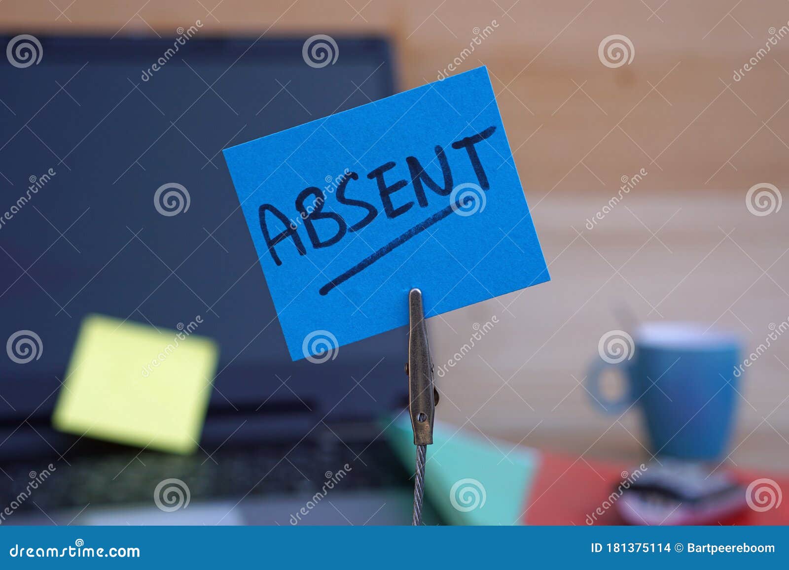 Absent written on a memo stock photo. Image of available - 181375114