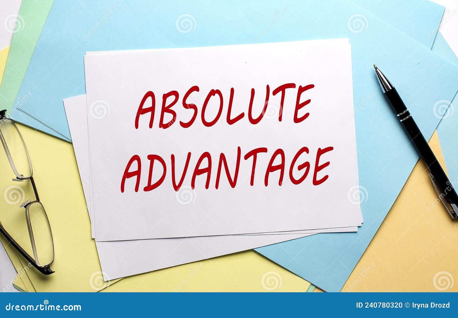 ABSOLUTE ADVANTAGE Text on Paper on the Colorful Paper Background Stock ...