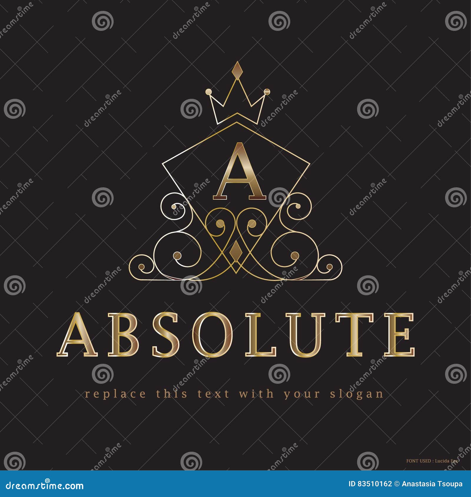 Gold Absolute Word Round Sticker On White Background Cartoon Vector ...