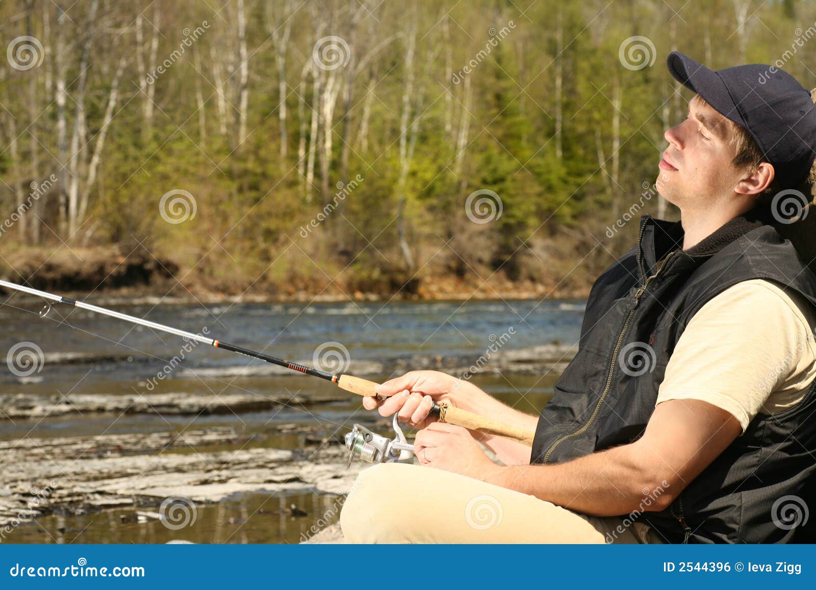 Absolutely Relaxed Fisherman Stock Photo - Image of male, outdoors: 2544396
