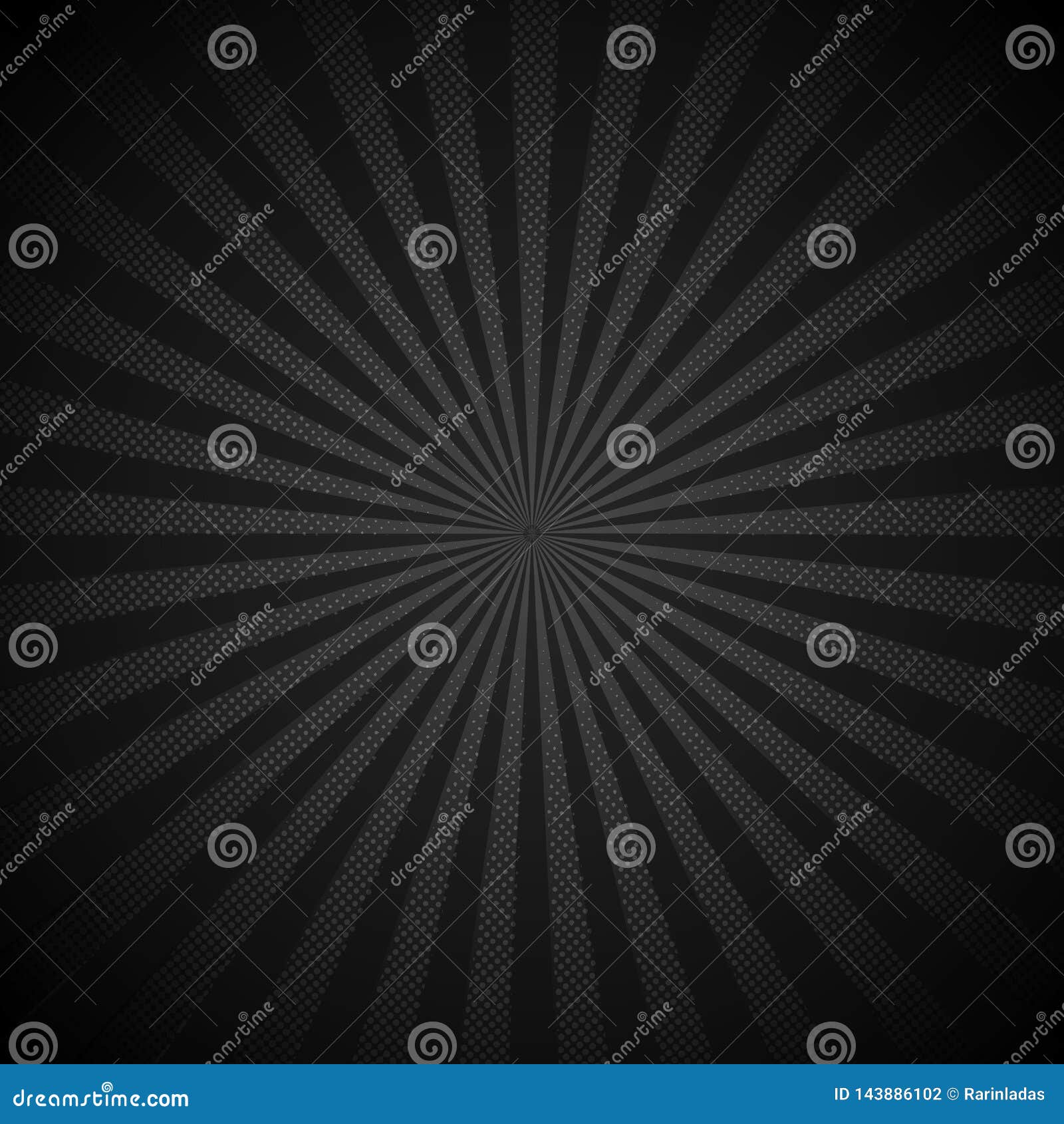 Absrtract Retro Shiny Starburst Black Background With Dots Pattern