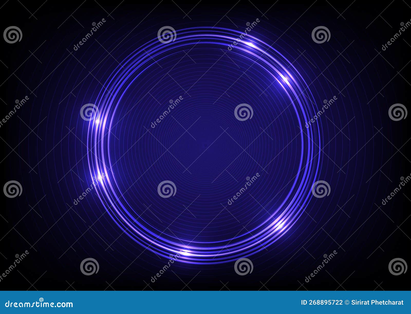 Abstact Blue Neon Light Line Circle Digital Technology Background Stock ...