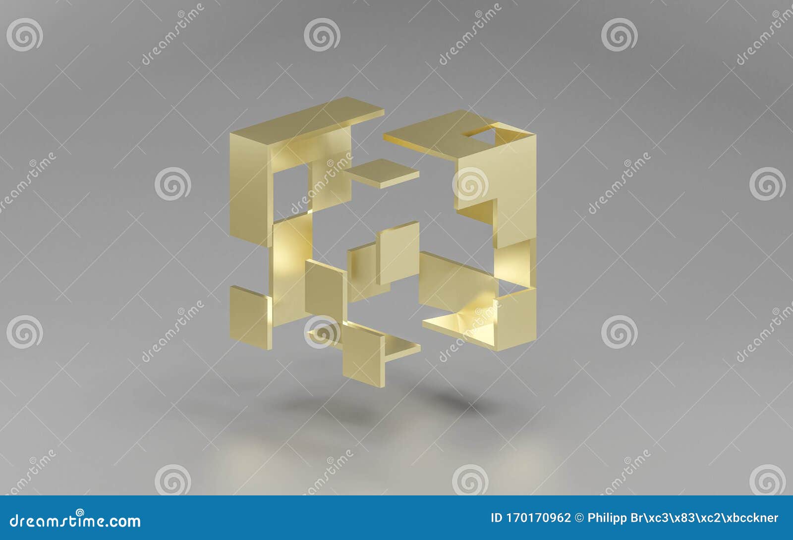 Dissolving Cube Shape. Cyan Version. Vector Illustration ...