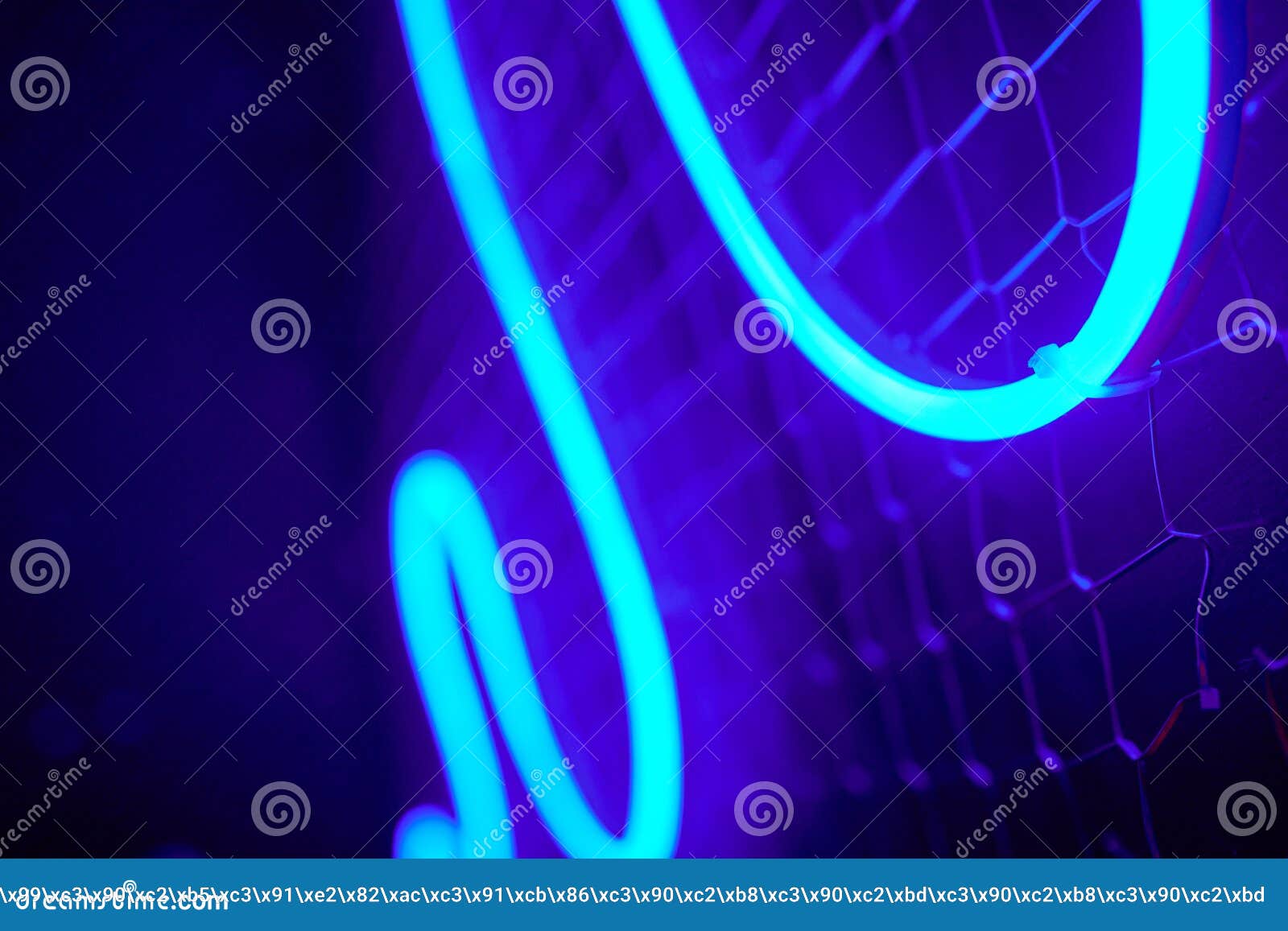 Abstact Red Neon Sign with a Blue Neon Tube. Stock Image - Image of ...