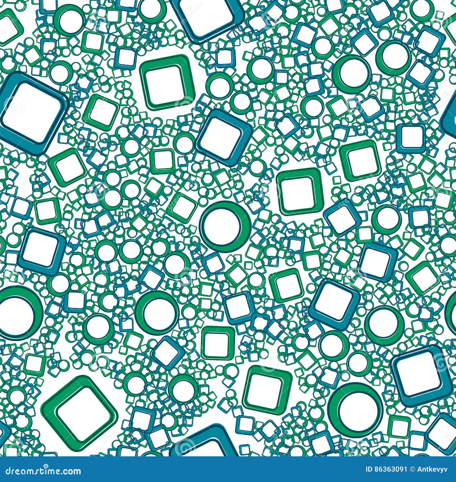 Abstact Squares and Circles Seamless Pattern. Modern Green and B Stock ...