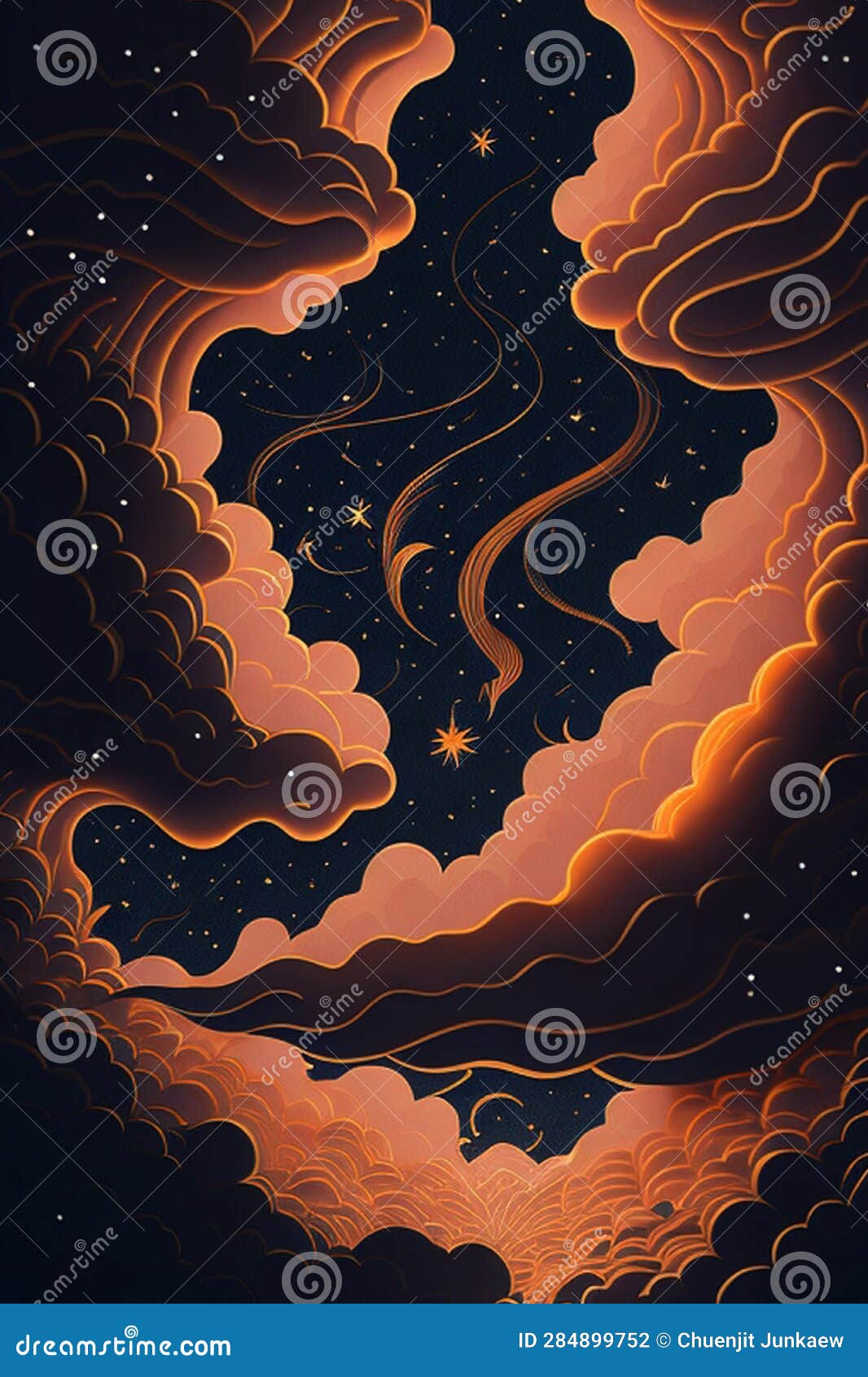 Abstact Star and Cloud with Black and Orange Tone Background ...