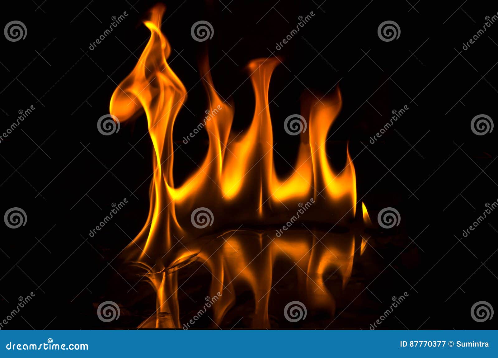 Abstact Wallpaper Fire Flames on Black Background Stock Image - Image ...