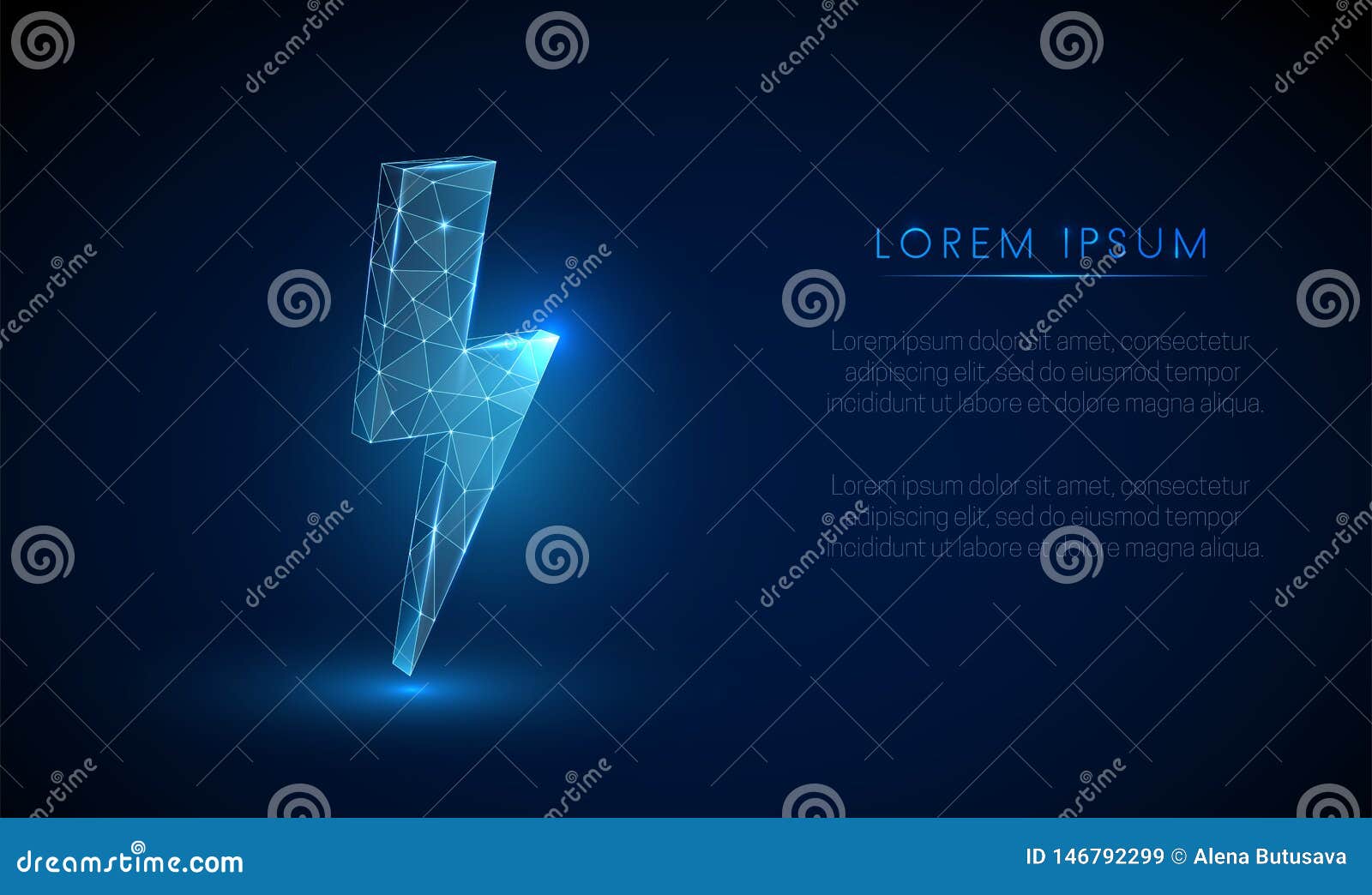 Abstarct Low Poly Lightning. Vector Arrow Wireframe Stock Vector ...