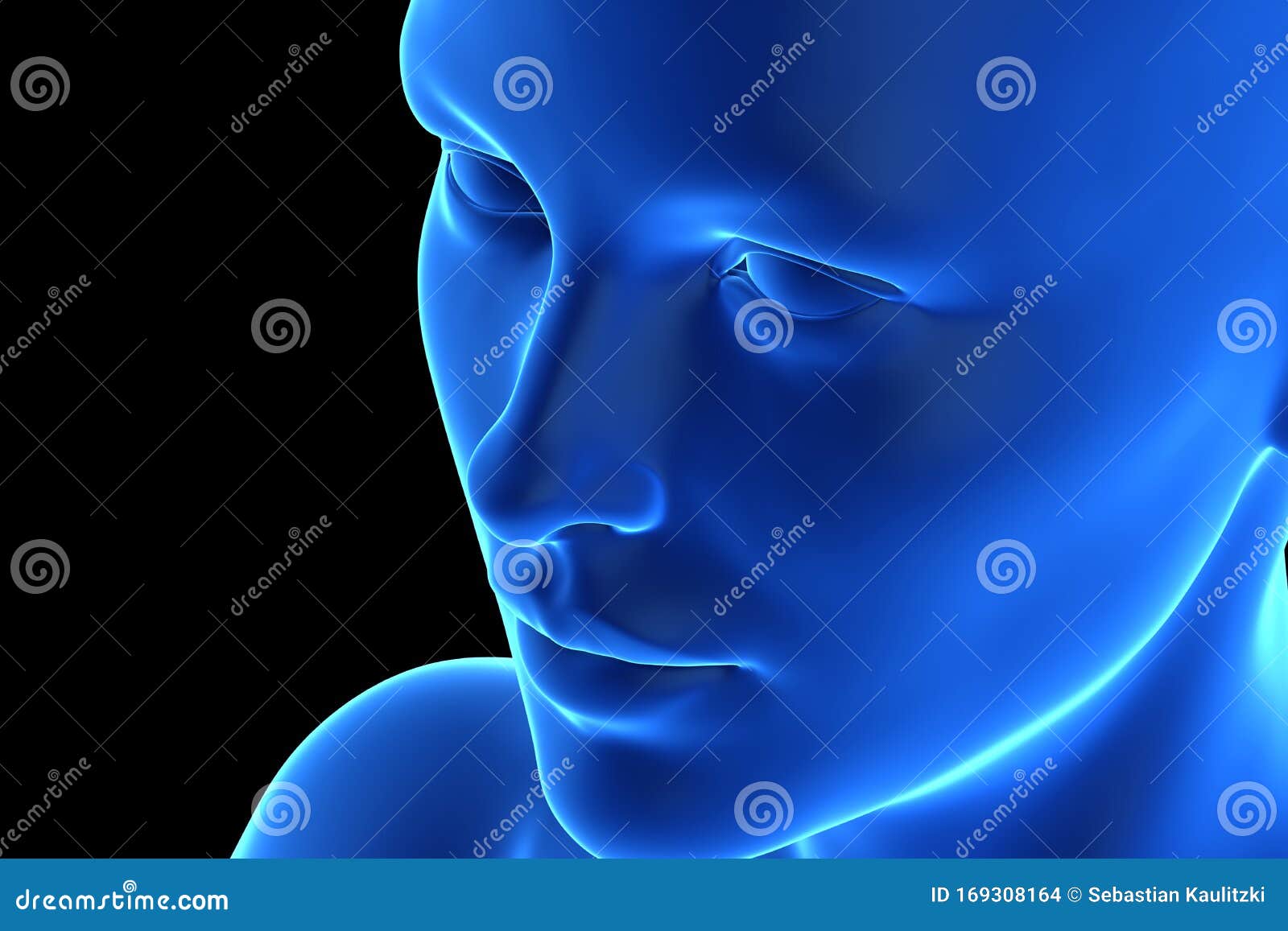 An Abstrac Blue Female Face Stock Illustration - Illustration of facial ...