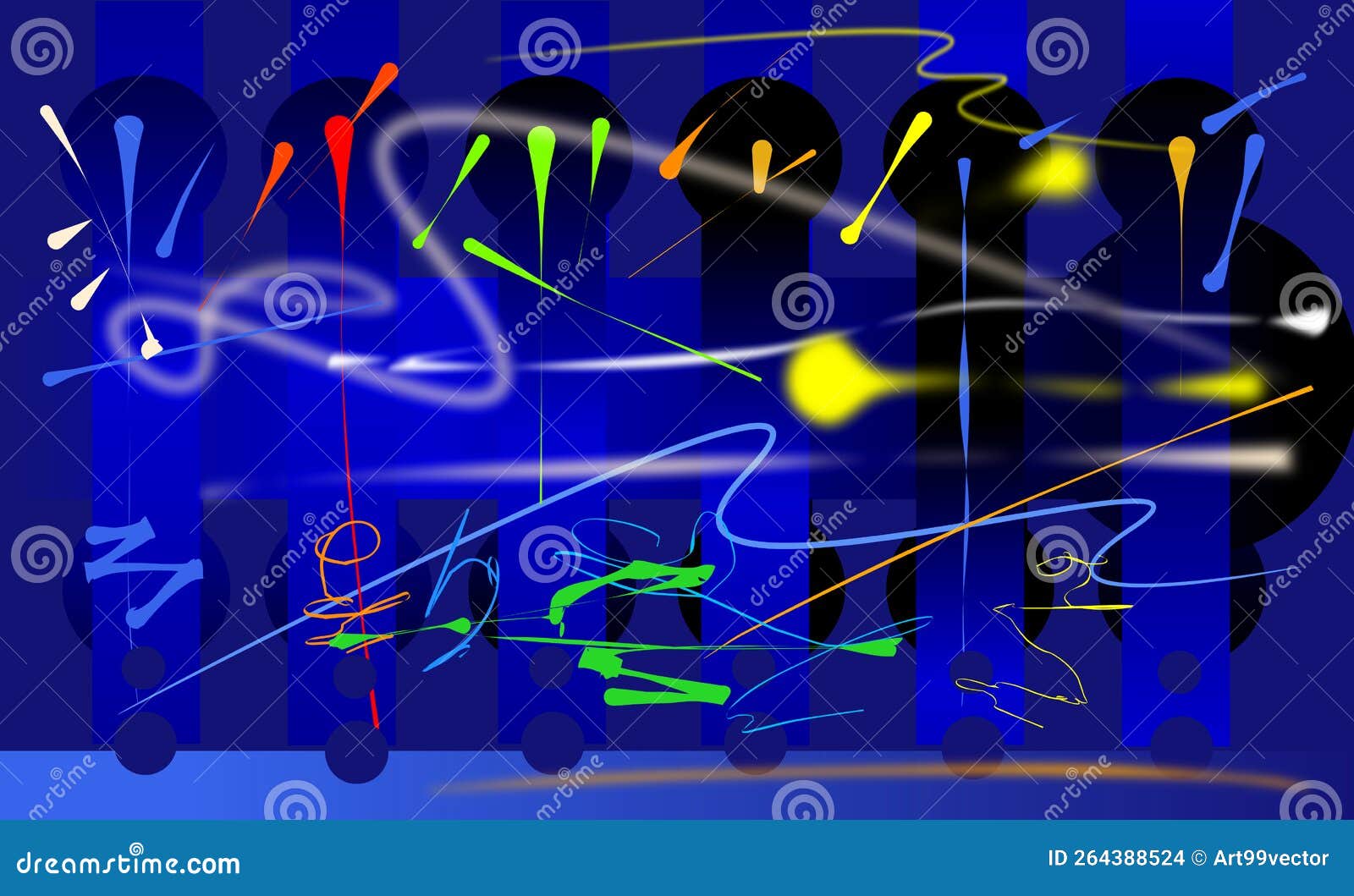 Abstrack Art Blue Color and Brush Strokes Style Stock Illustration ...