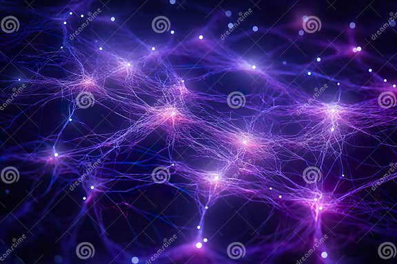 Abstrack Background Neuron Network on a Purple Layer Stock Photo ...