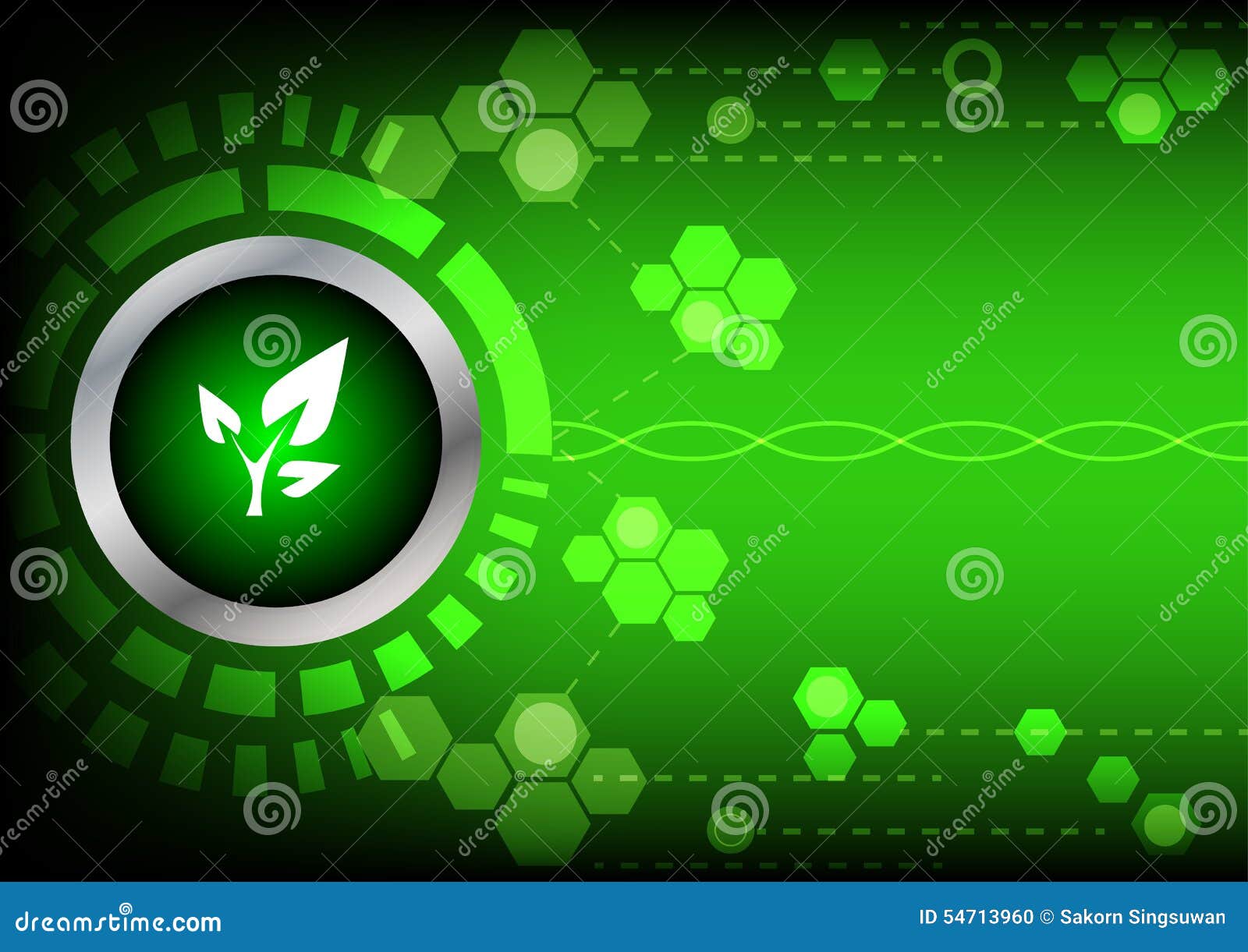 Abstrack Button Green Energy Technology on Green Background Stock ...