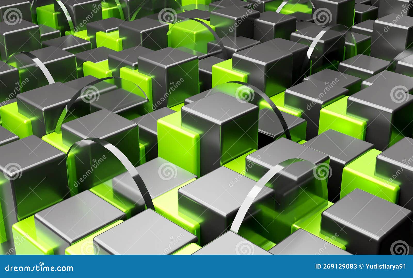 Abstrack Geometric Cube with Green Color 3d Realistic Illustration ...