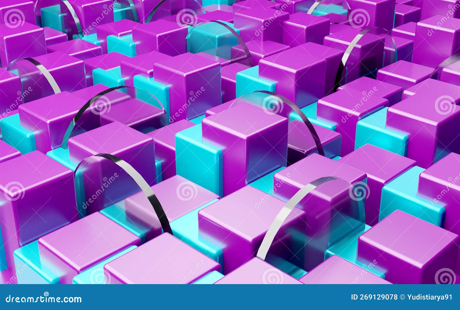 Abstrack Geometric Cube with Purple Blue Color 3d Realistic ...