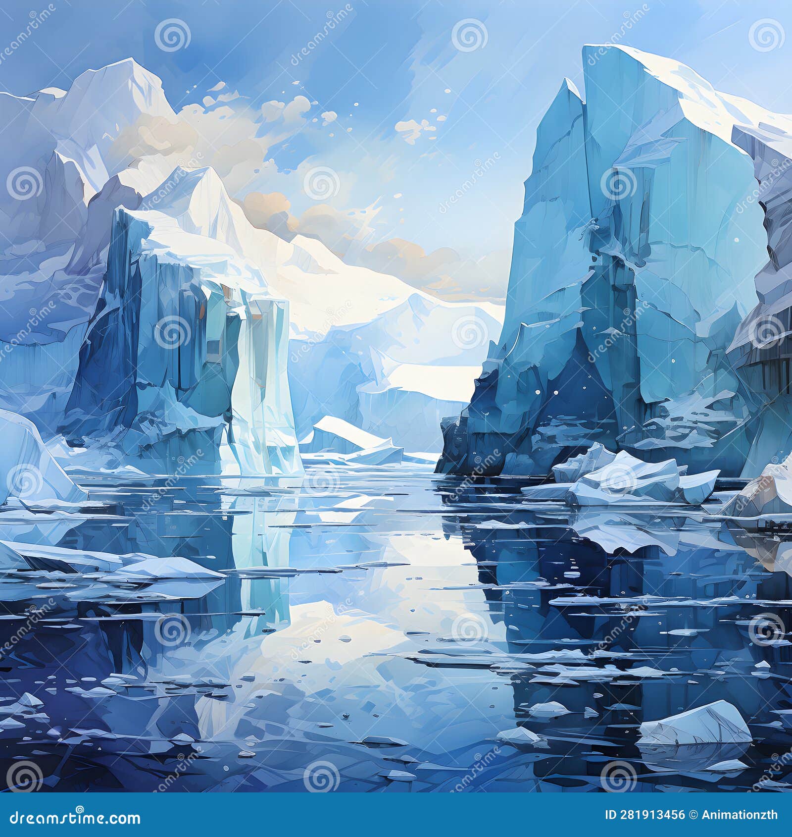 Abstract 2D Representation of Iceberg, Using Geometric Shapes, Patterns ...