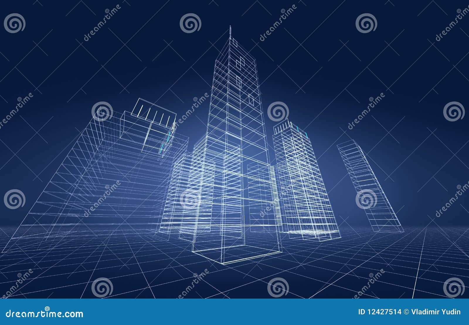 Abstract 3D city stock illustration. Illustration of engineering - 12427514