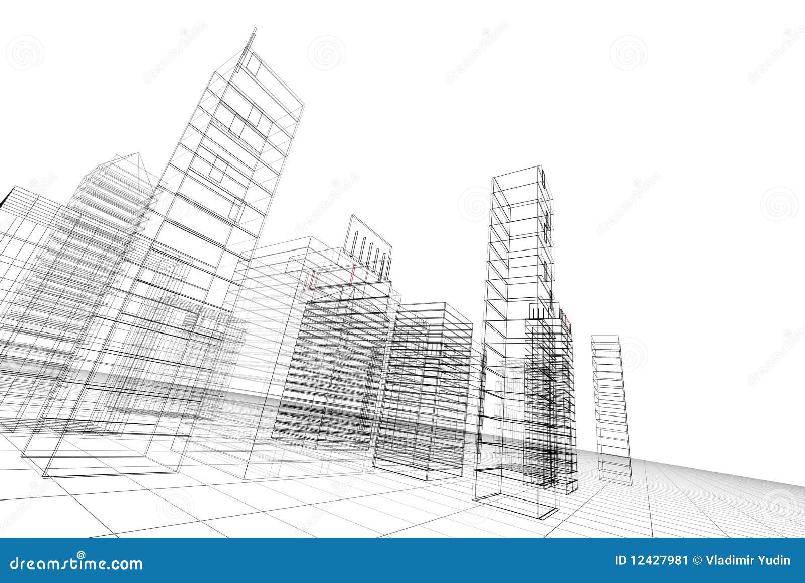Abstract 3D city stock illustration. Illustration of road - 12427981