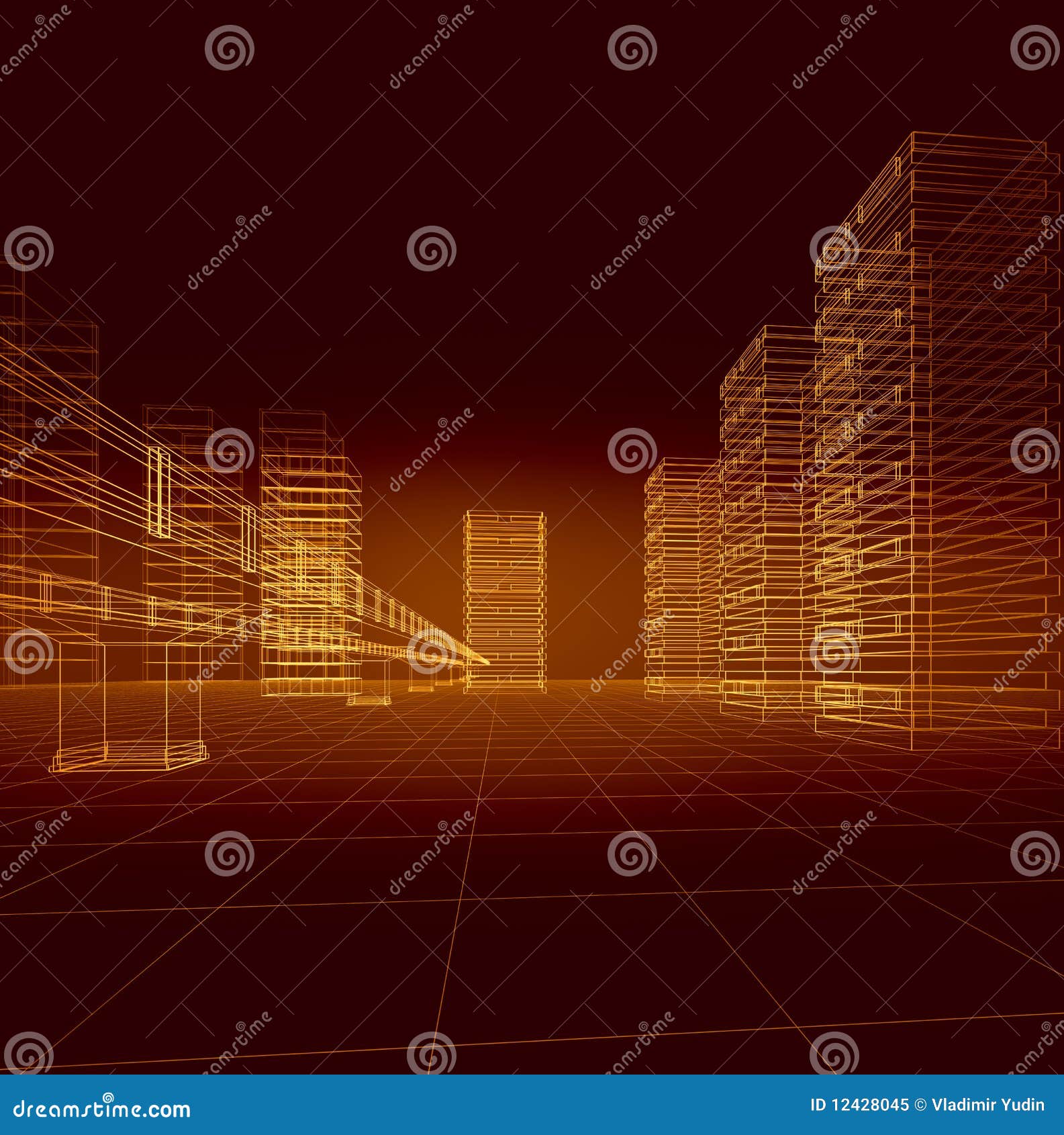 Abstract 3D city stock illustration. Illustration of industry - 12428045