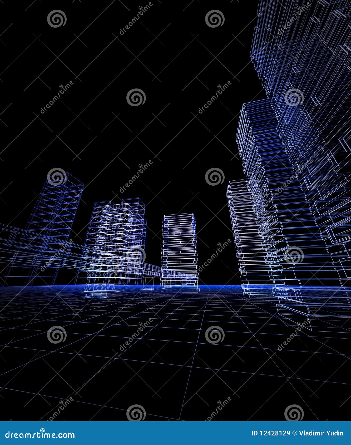 Abstract 3D city stock illustration. Illustration of project - 12428129