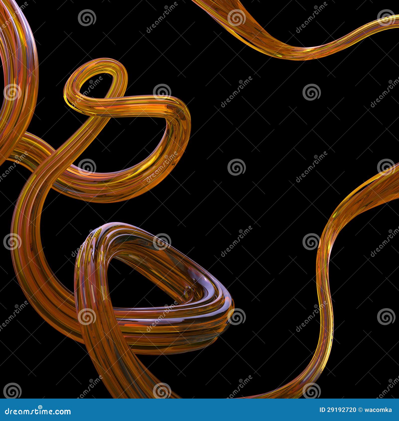 Abstract 3d Flexible Translucent Line Isolated on Black Stock ...