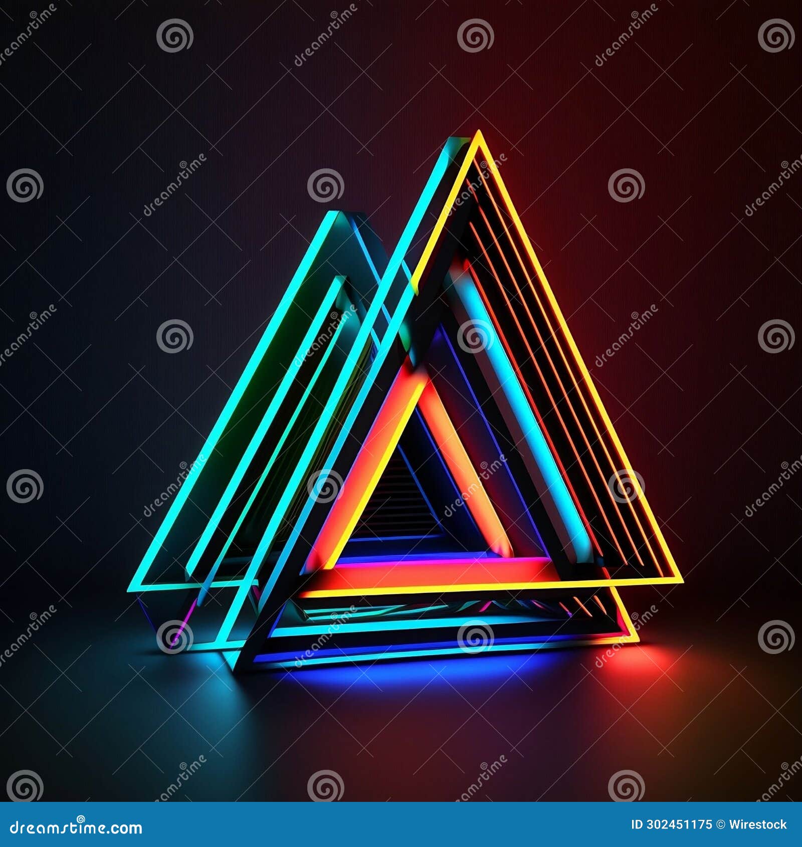 Abstract 3d Geometric Neon Background in Triangular Shapes Stock ...