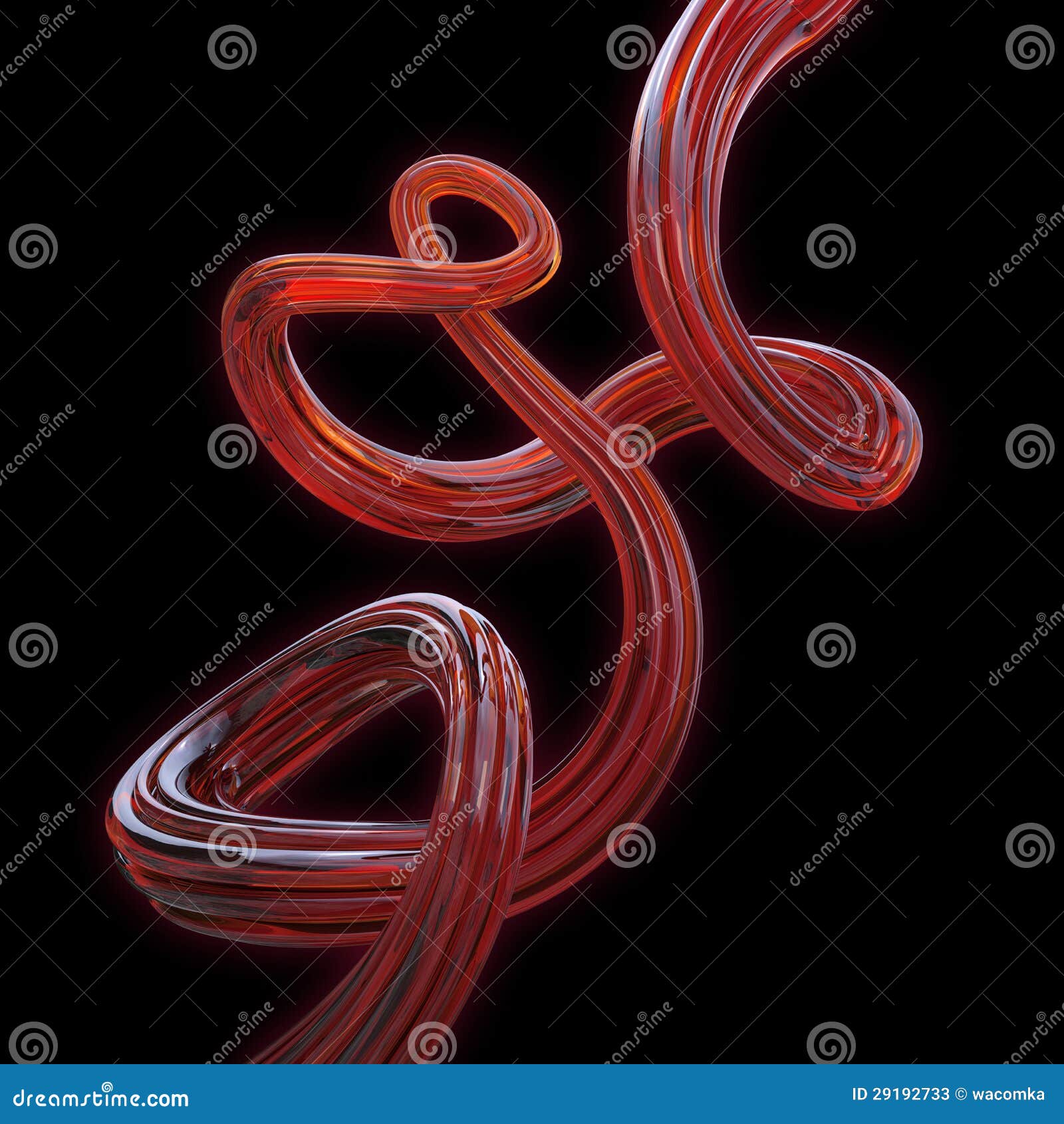 Abstract 3d Red Glass Line Isolated on Black Stock Illustration ...