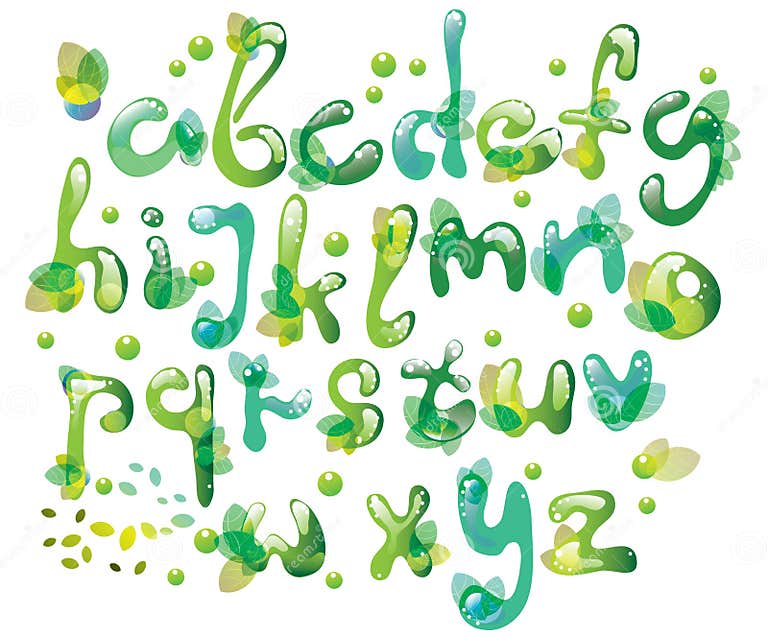 Abstract ABC,green Alphabet with Leaves Stock Vector - Illustration of ...