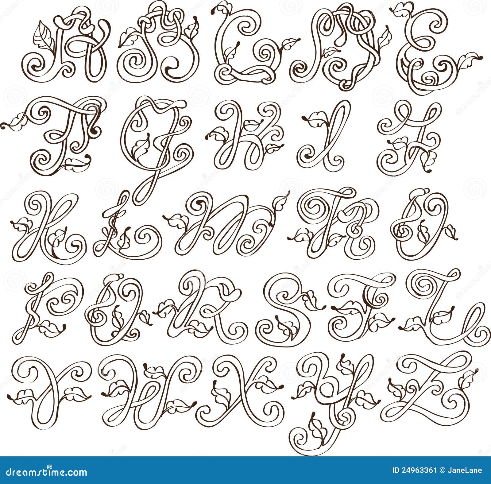 Abstract ABC,natural Alphabet with Leaves Stock Vector - Illustration ...