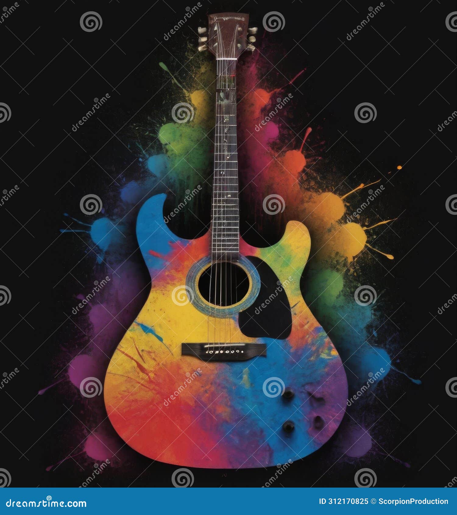 Abstract Acoustic Guitar Explosion Stock Image - Image of abstract ...