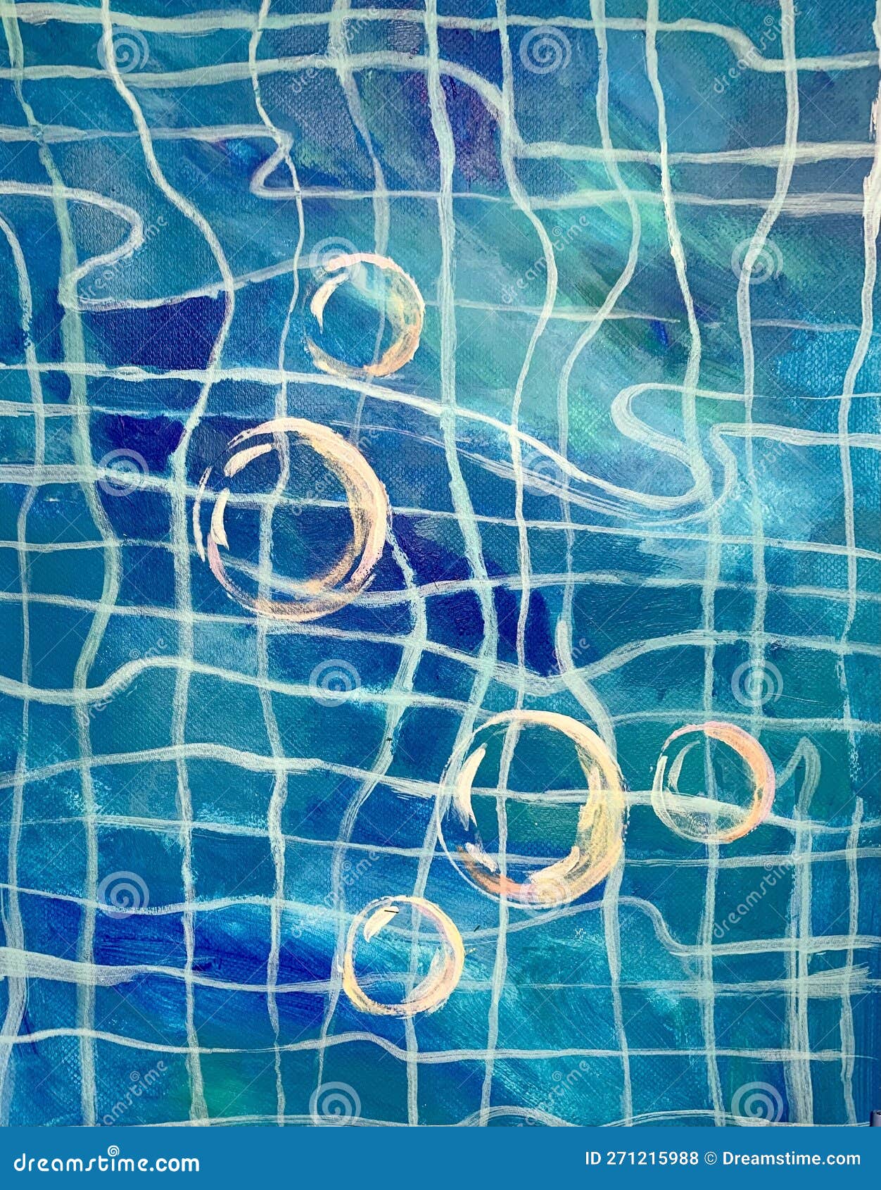 Bubbles and Pool Tile Acrylic Painting Stock Illustration ...