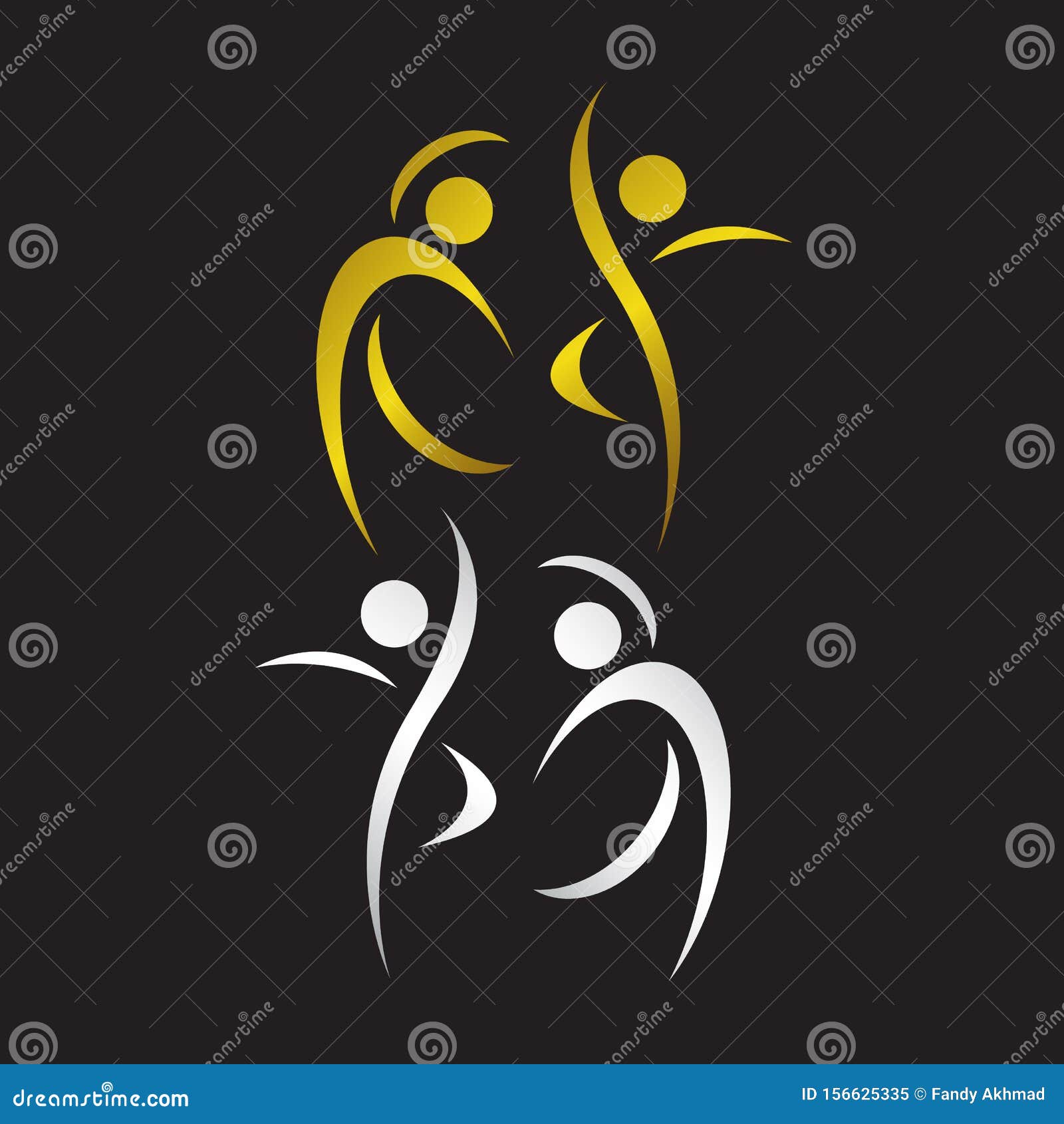 Abstract Active People Dancing Logo Design Vector Icon Illustration ...