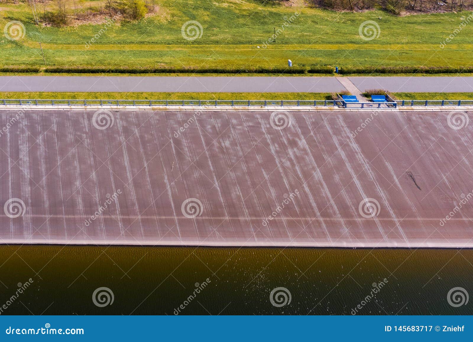Abstract Aerial View of the Dam Wall of a Dam from the Water Side Stock ...