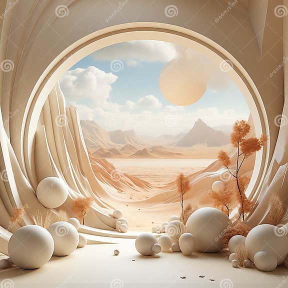 Abstract Aesthetic Background in Beige Color, 3d Format. Stock Image ...