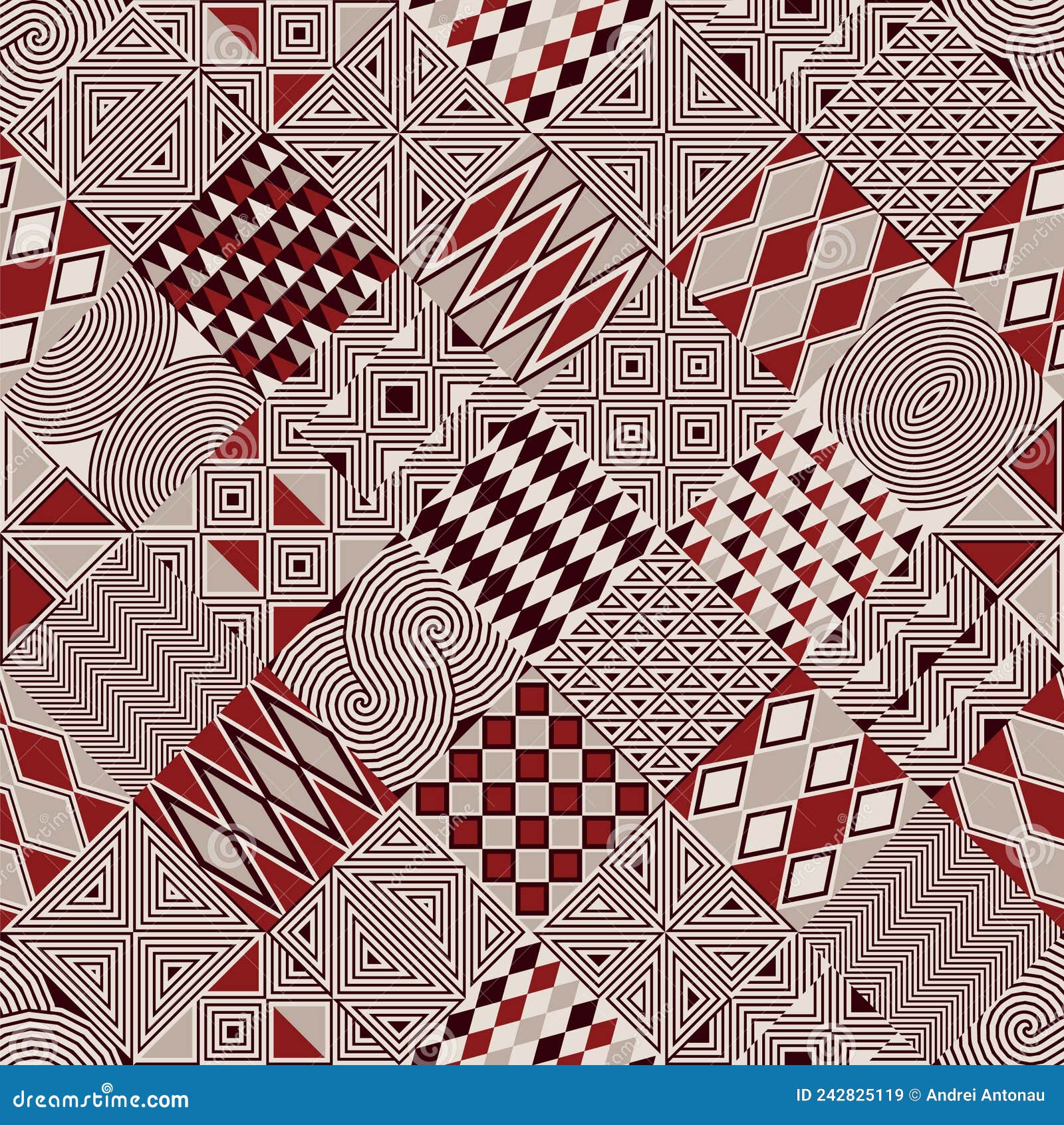052_Abstract African Ethnic Square Pattern, Tribal Background Stock ...