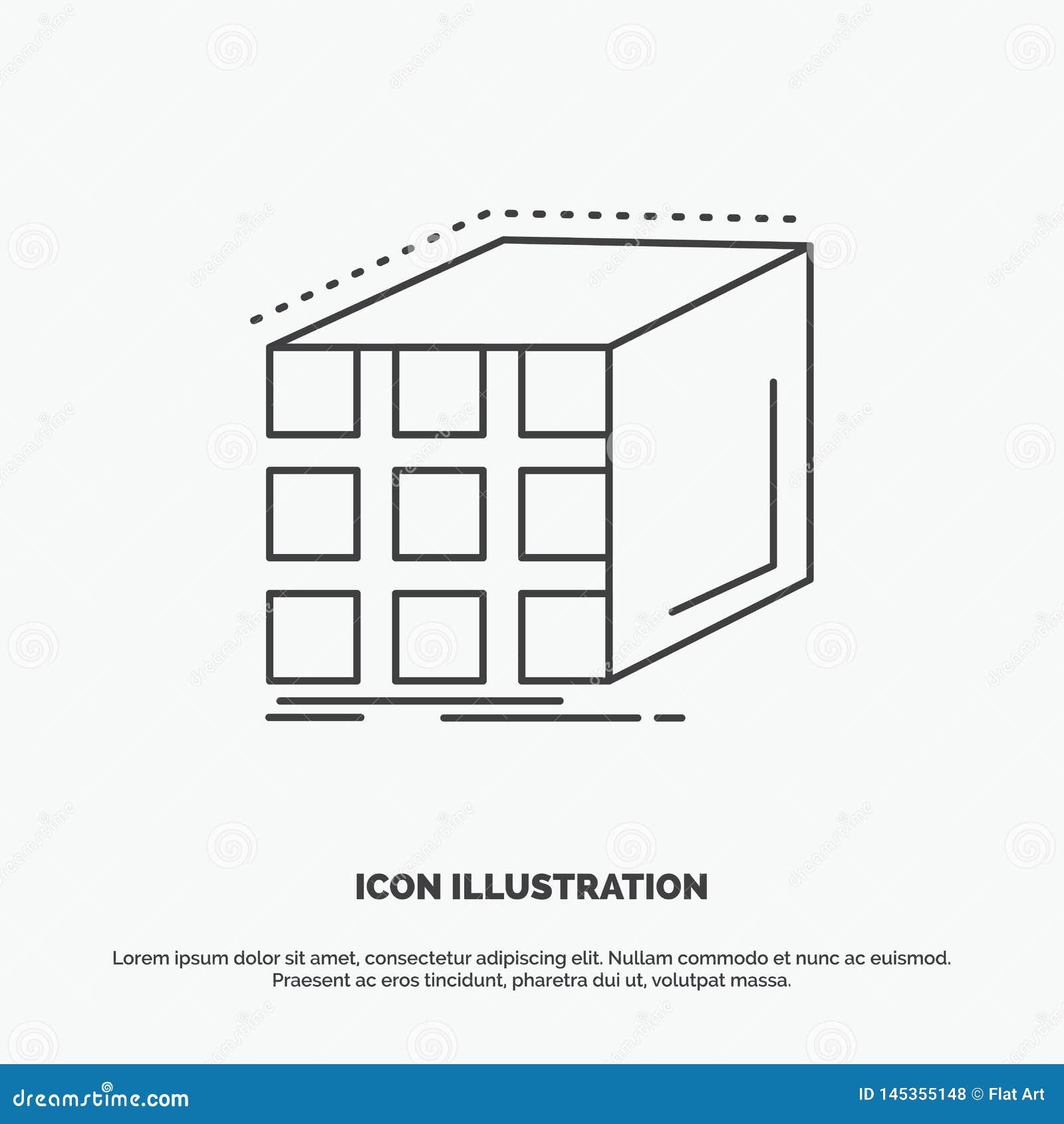 Abstract Aggregation Cube Dimensional Matrix Icon Line Vector Gray Symbol For Ui And Ux