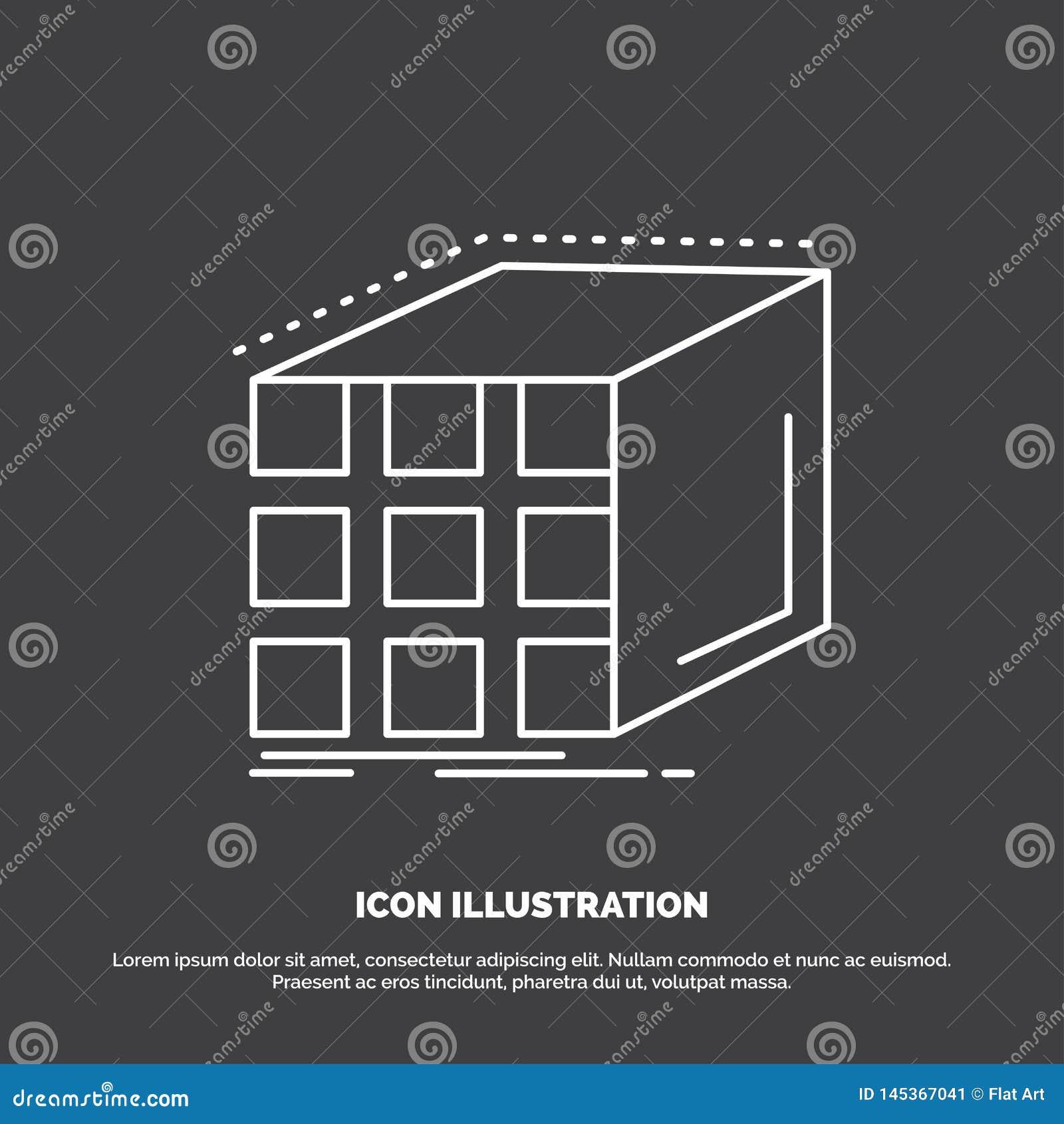 Abstract, Aggregation, Cube, Dimensional, Matrix Icon. Line Vector Symbol for UI and UX, Website ...