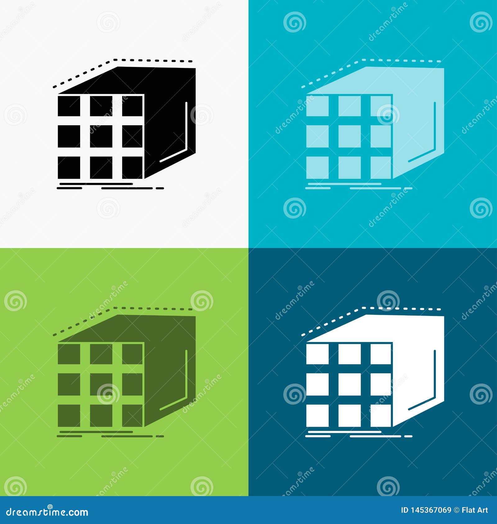 Abstract, Aggregation, Cube, Dimensional, Matrix Icon Over Various Background. Glyph Style ...