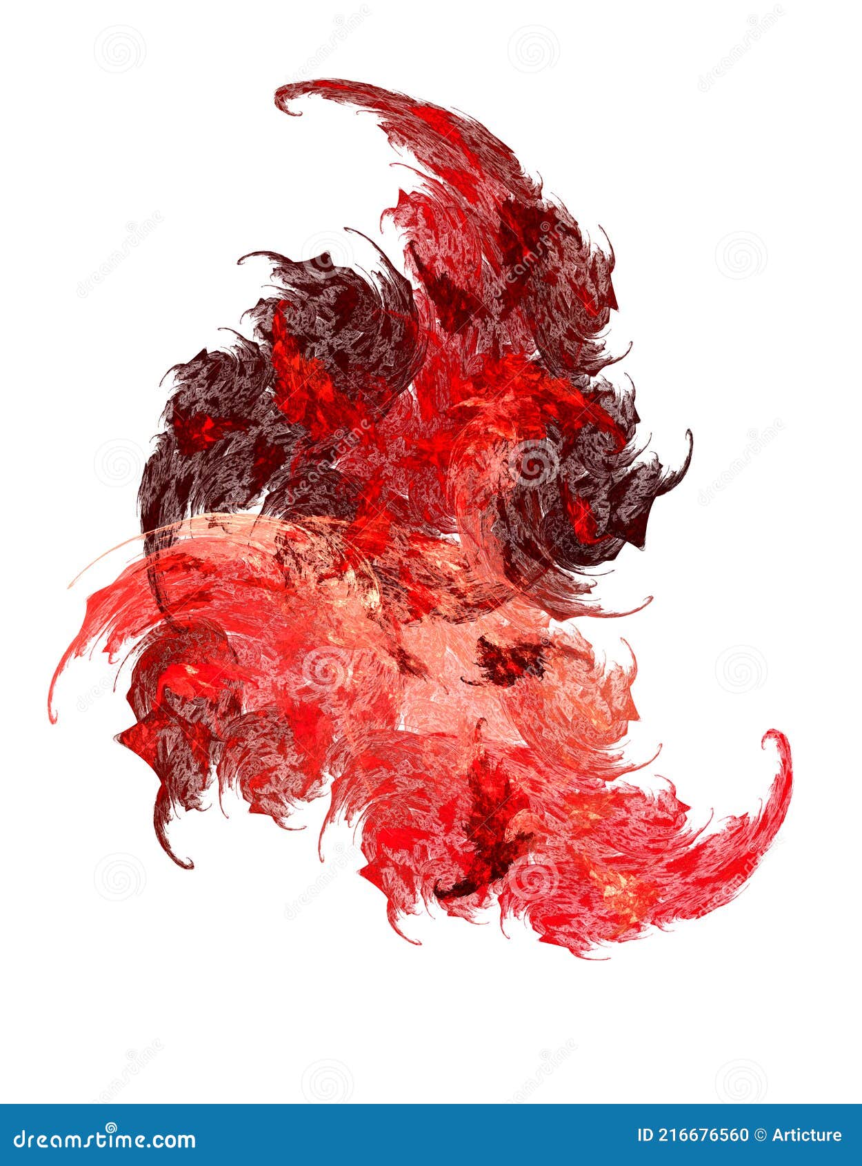 Abstract Aggressive Blot of Red Paint Curly Strokes on White Background ...