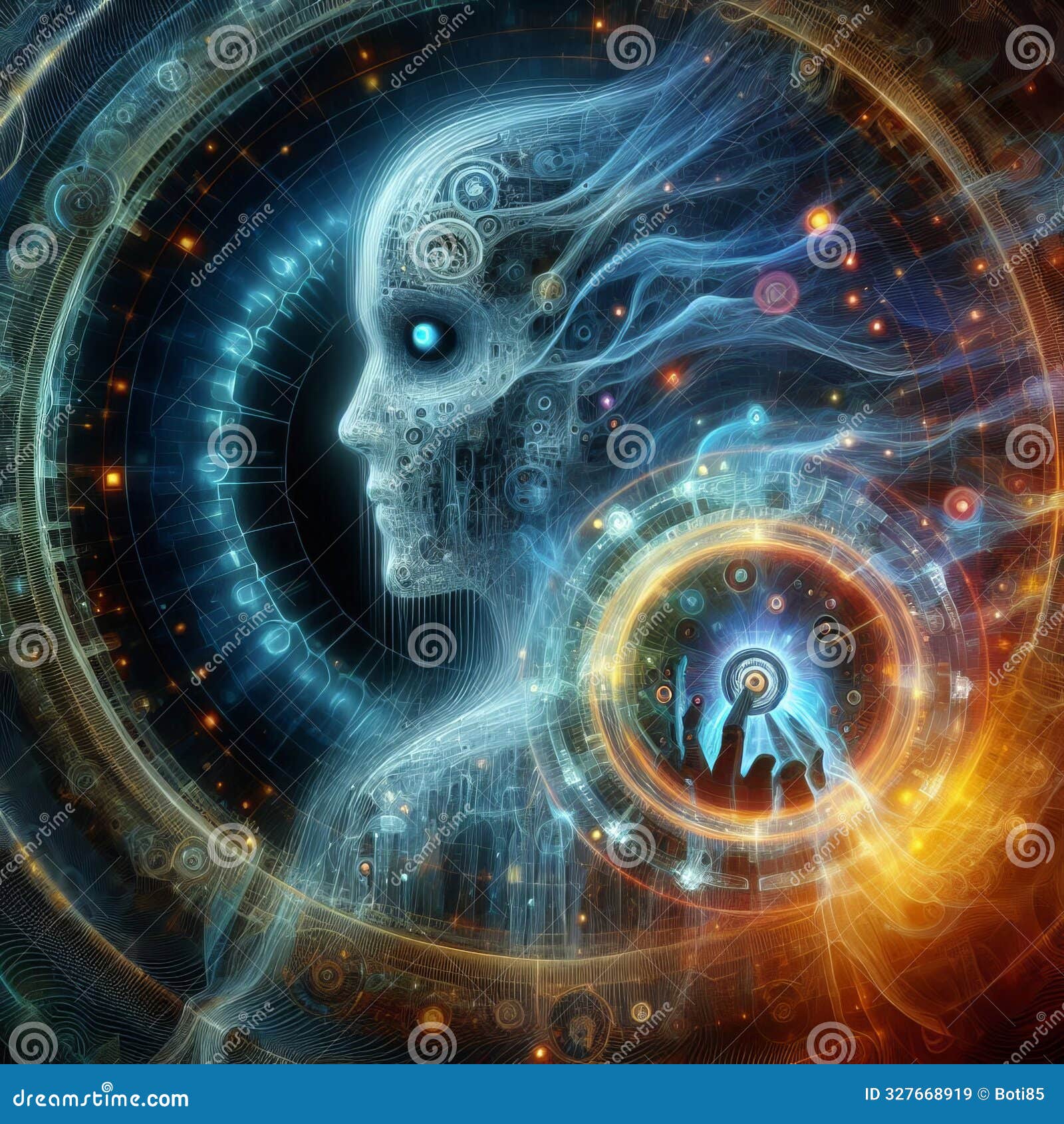 Abstract AI Accelerating Workflow For Office Workers - Futuristic ...
