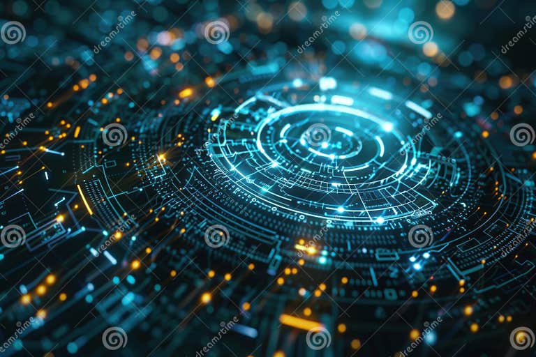 Abstract Ai Algorithm Background With Futuristic Neural Networks And Data Flow Stock Image