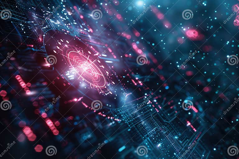 Abstract Ai Algorithm Background With Futuristic Neural Networks And Data Flow Stock Image