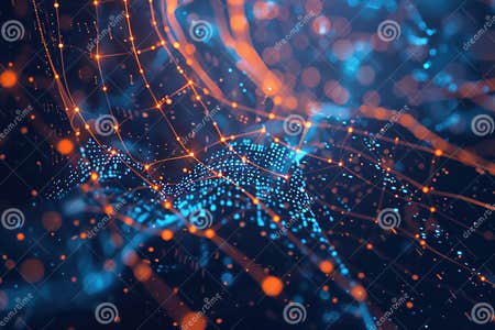 Abstract AI Algorithm Background with Futuristic Neural Networks and Data Flow. Stock Image ...