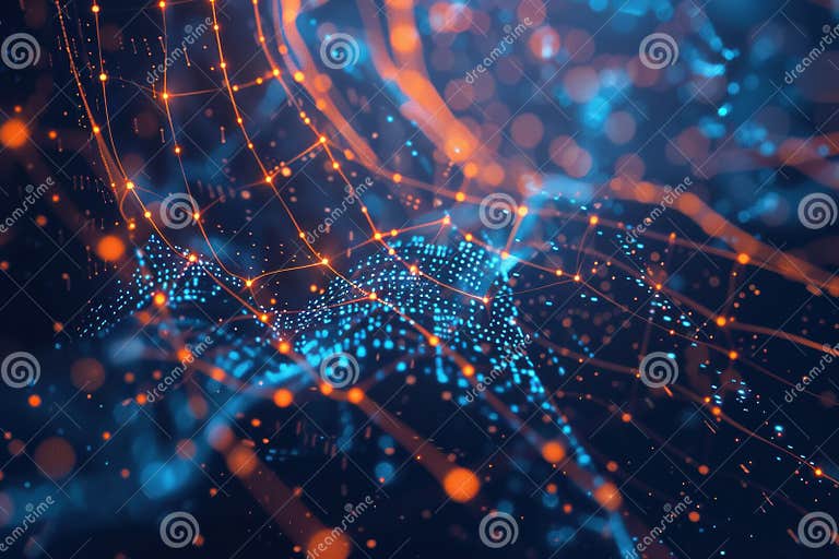 Abstract Ai Algorithm Background With Futuristic Neural Networks And Data Flow Stock Image