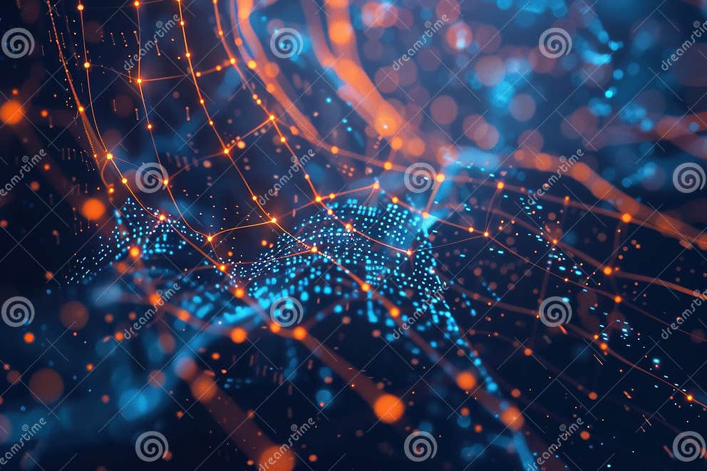 Abstract Ai Algorithm Background With Futuristic Neural Networks And