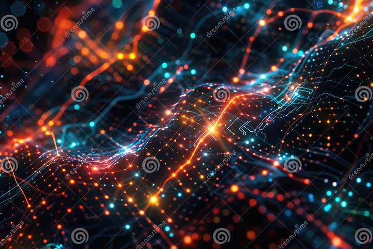 Abstract Ai Algorithm Background With Futuristic Neural Networks And