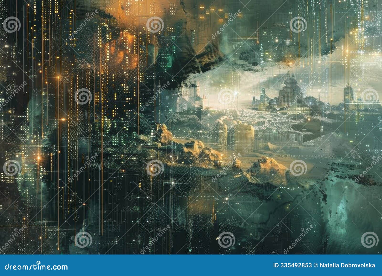 Abstract AI Algorithm Background with Futuristic Neural Networks and Data Flow. Stock Image ...