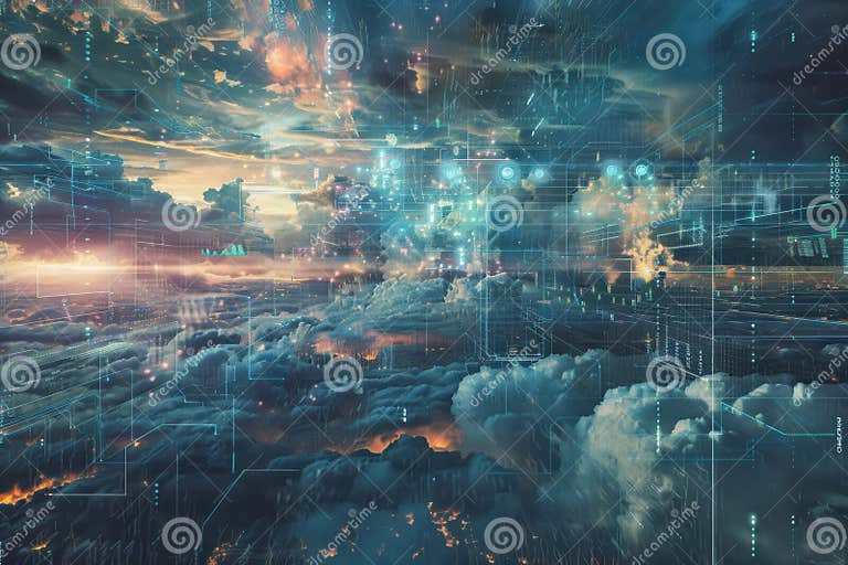 Abstract Ai Algorithm Background With Futuristic Neural Networks And Data Flow Stock Image