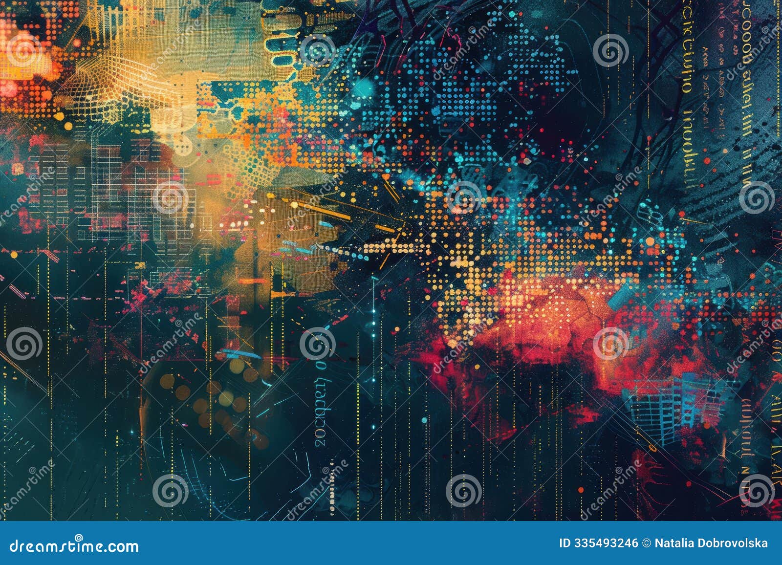 Abstract AI Algorithm Background with Neural Networks, Data, and Digital Code. Stock Photo ...