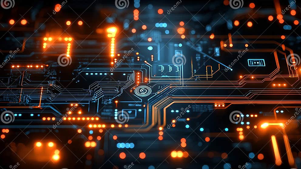 Abstract AI Algorithm Circuit Design Background Stock Illustration - Illustration of lines ...
