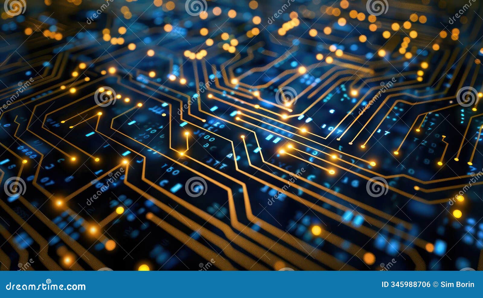 Abstract AI Background with Binary Code and Circuit Stock Illustration - Illustration of imagery ...